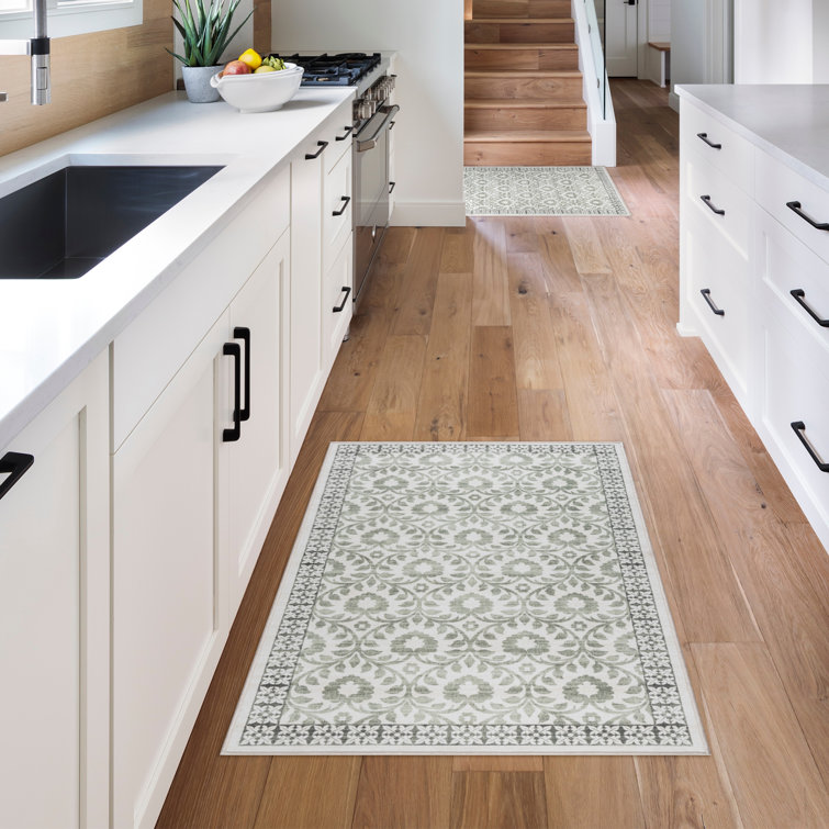 Bungalow Rose Rayna Esme Sage Green Ivory Rustic Soft Geometric Floral ...